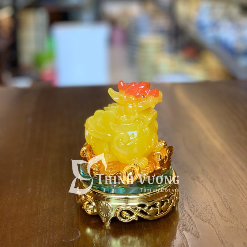 Tỳ Hưu Phong Thuỷ Xoay Đế Kính Vàng Mật Ong